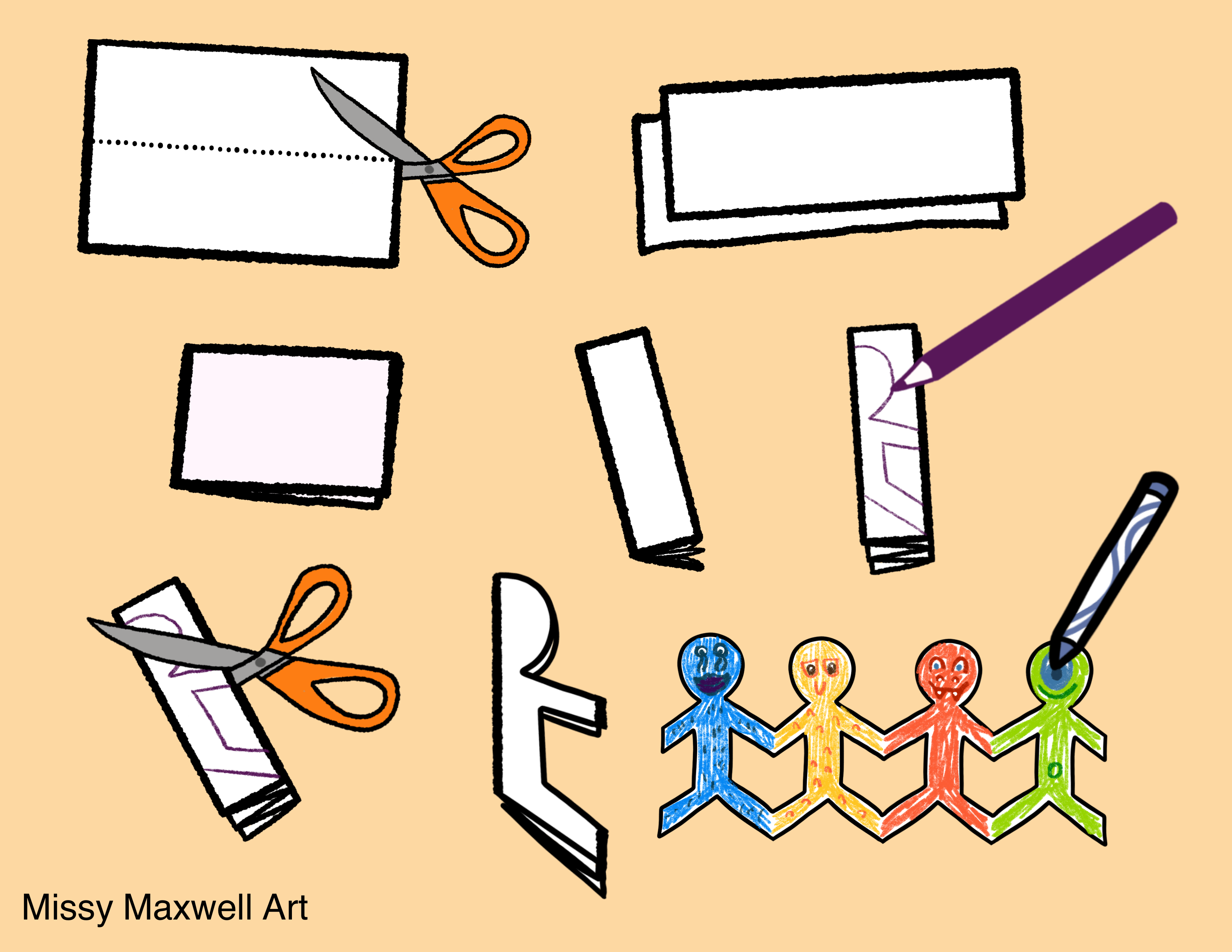 Paper People Holding Hands